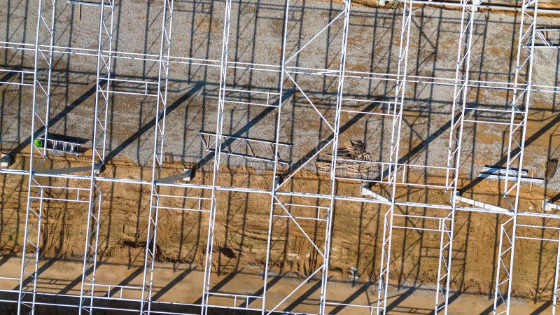 Aerial View of Construction Site with Scaffolding Stock Photo - Image ...