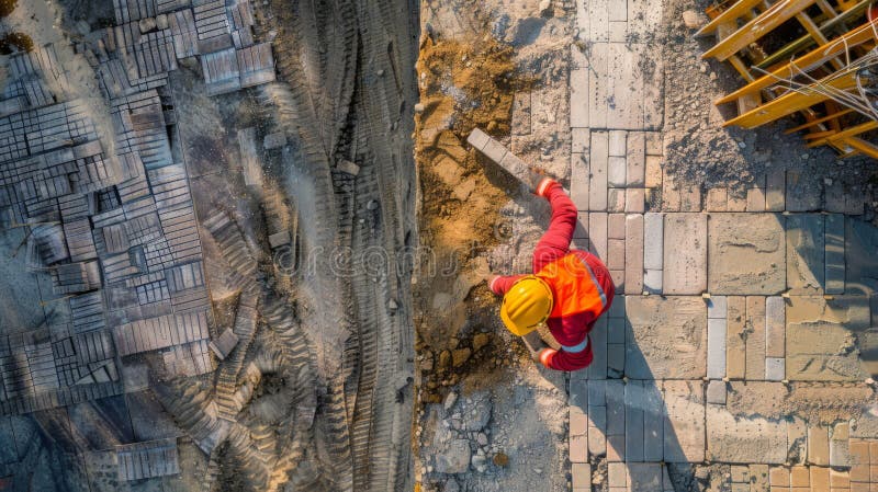 Aerial View of Construction Worker.AI Generated Image Stock Image ...