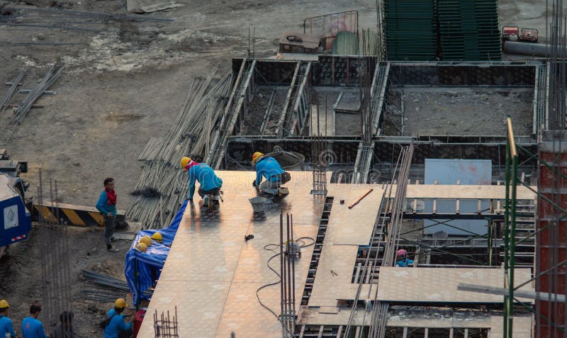 Authentic Construction Worker Busy on the Positioning of Formwork ...