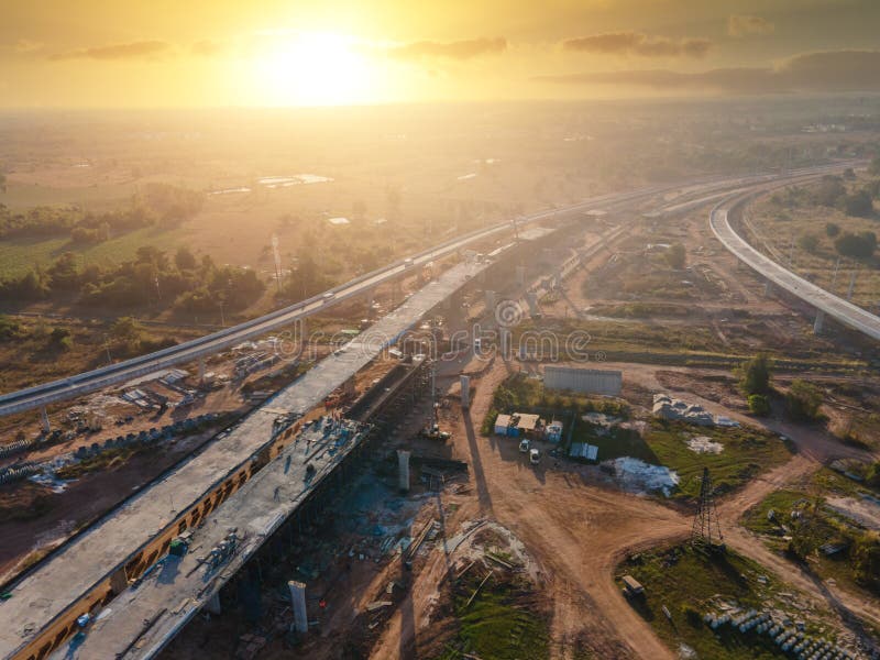 Aerial View of Constuction Concrete Expressway or Concrete Road ...