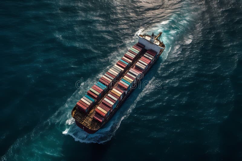 Aerial View of Container Cargo Ship, a Ship with Containers on the ...