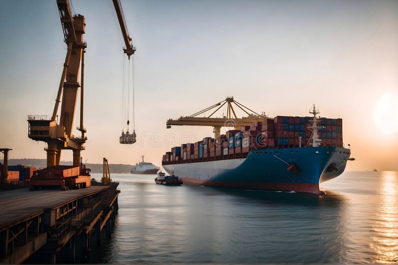 Aerial View of Container Cargo Ship, Freight Shipping Maritime Stock ...
