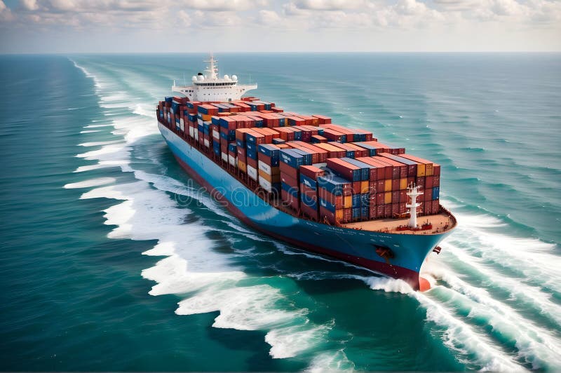 Aerial View of Container Cargo Ship, Freight Shipping Maritime Stock ...