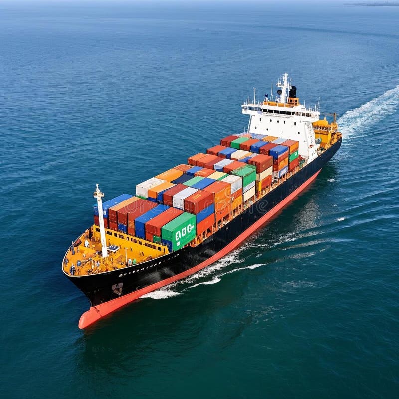 Aerial View Container Cargo Ship Import and Export Business AI ...