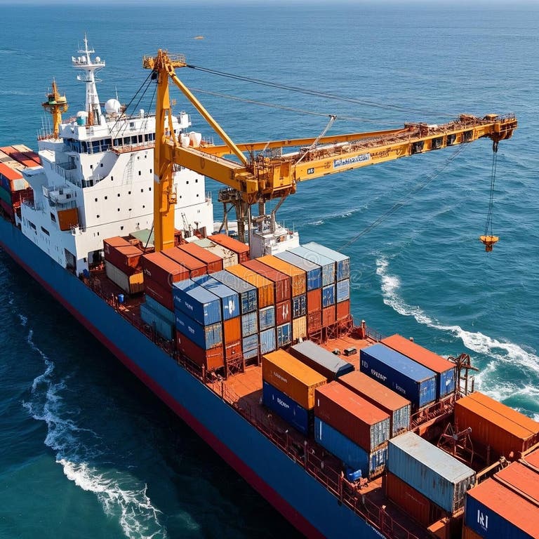 Aerial View Container Cargo Ship Import and Export Business AI ...