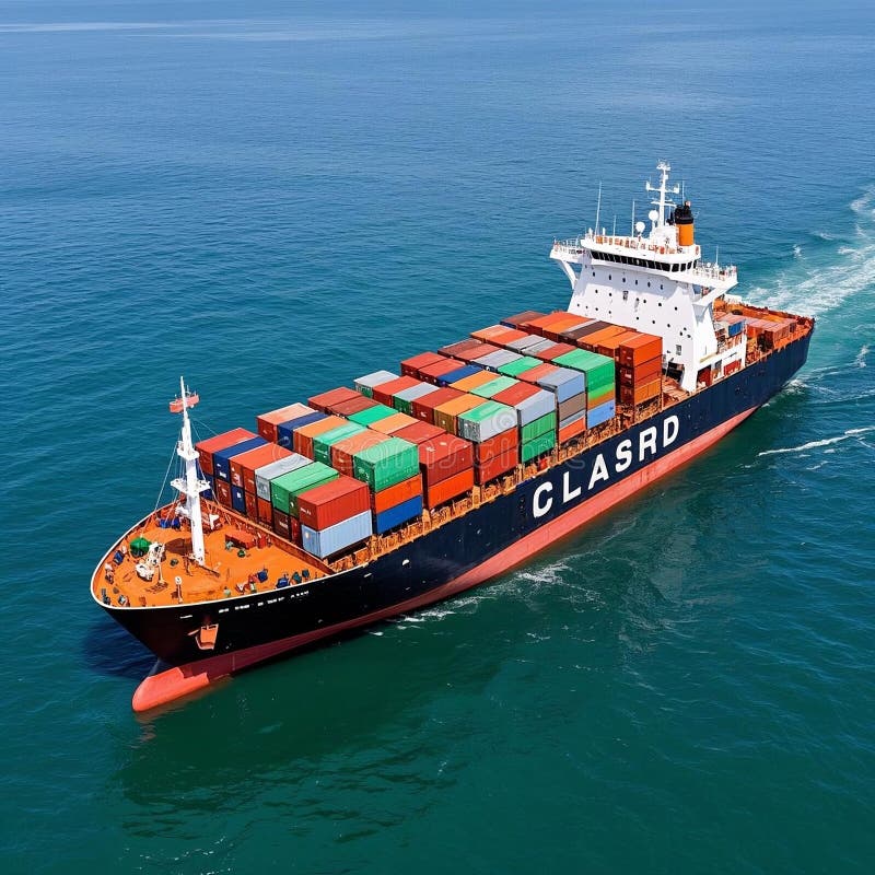 Aerial View Container Cargo Ship Import and Export Business AI ...