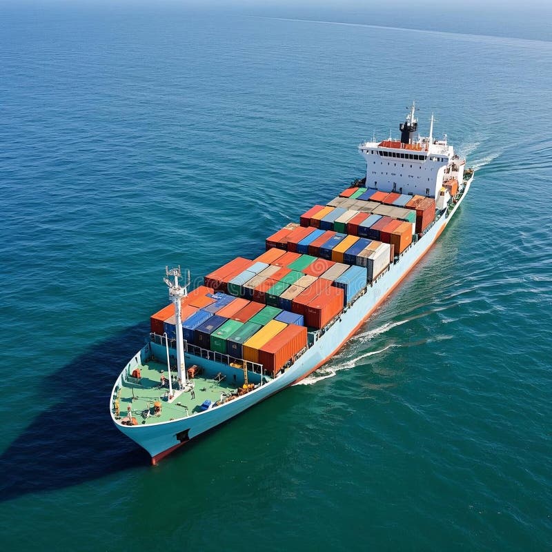 Aerial View Container Cargo Ship Import and Export Business AI ...