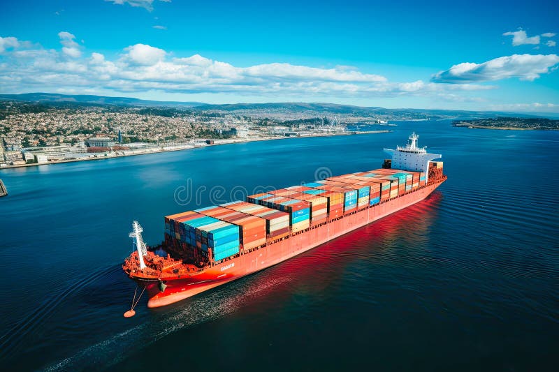Aerial View of Container Cargo Ship in Sea Stock Image - Image of ship ...
