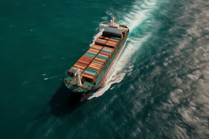Aerial View of Container Cargo Ship, a Ship on the Water Stock ...