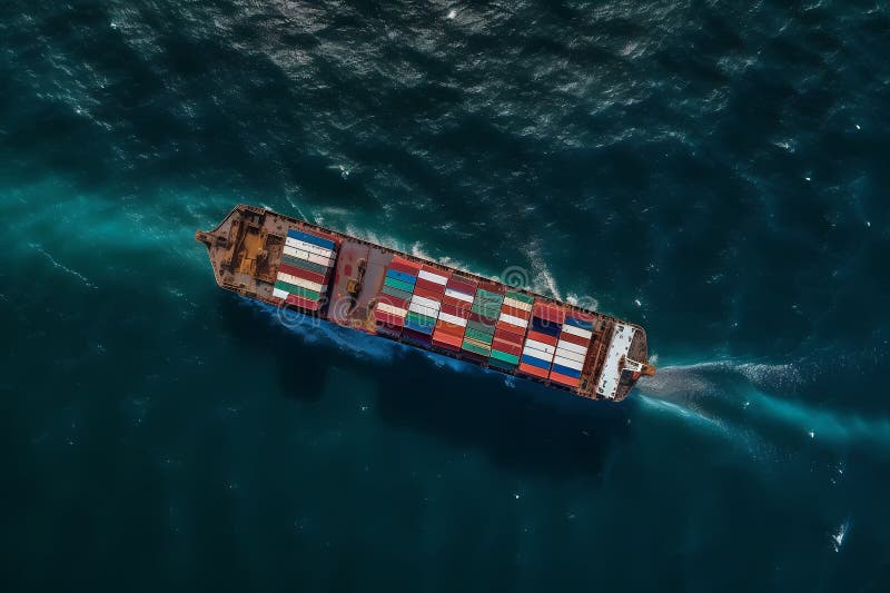 Aerial View of Container Cargo Ship, a Ship in the Water Stock ...