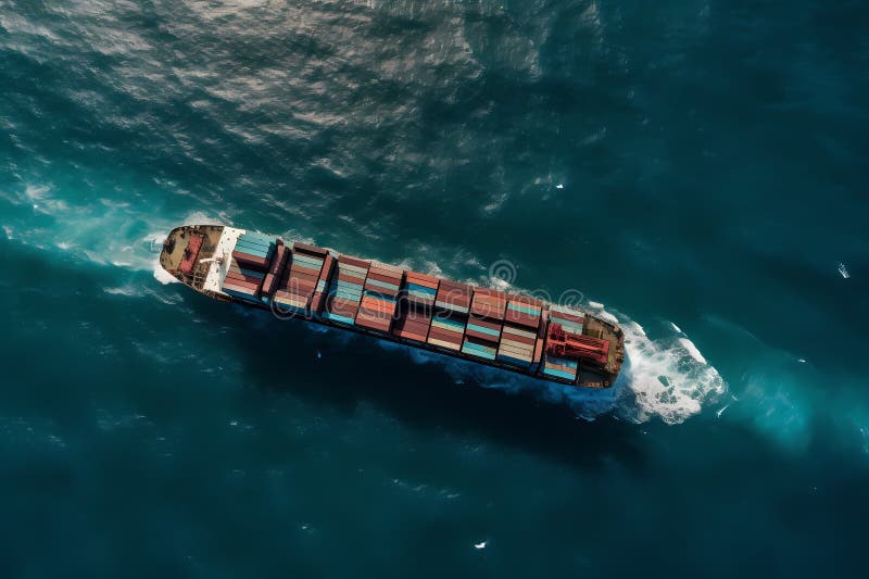 Aerial View of Container Cargo Ship, a Ship in the Water Stock ...