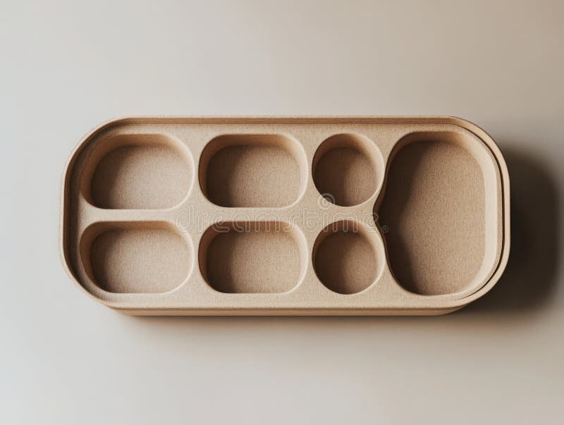 Aerial View of Container with Multiple Compartments and Light Tone ...