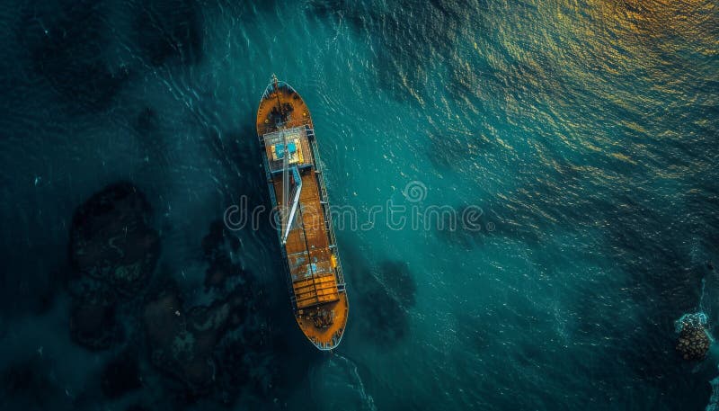 Aerial View of Container Ship Carrying Cargo for Import Export on the ...