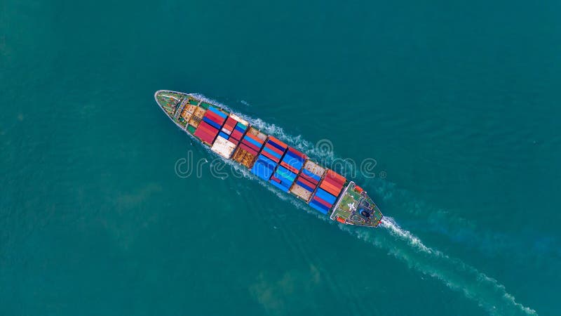 Aerial View Container Ship Carrying Container for Import and Export ...