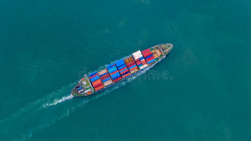 Aerial View Container Ship Carrying Container for Import and Export ...