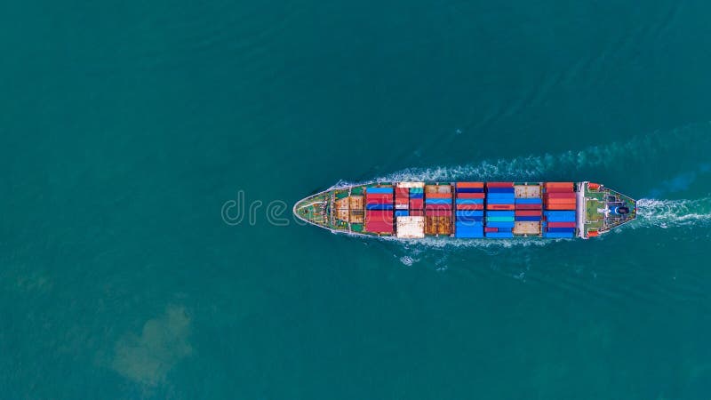 Aerial View Container Ship Carrying Container for Import and Export ...