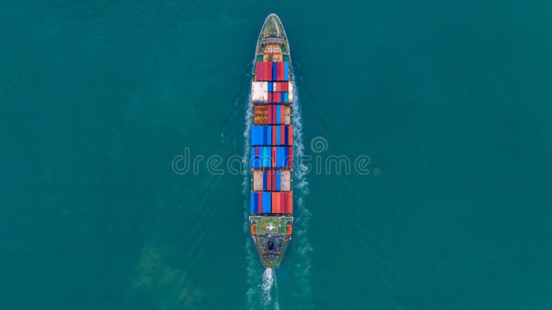 Aerial View Container Ship Carrying Container for Import and Export ...