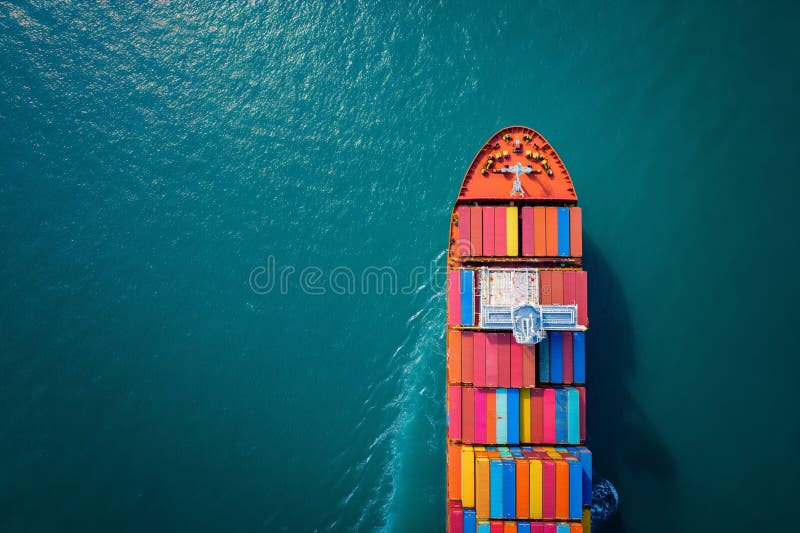 Aerial View Container Ship Full Load Container for Logistics Stock ...