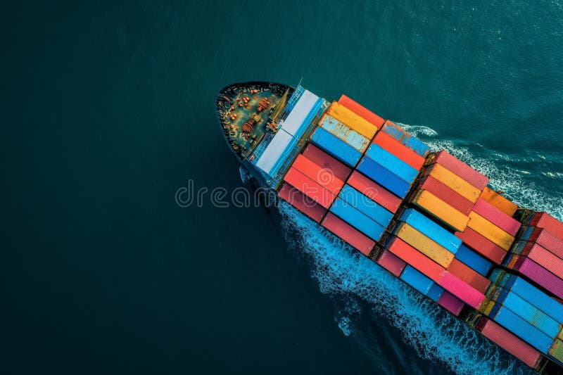 Aerial View Container Ship Full Load Container for Logistics Stock ...