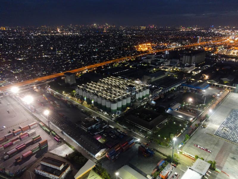 Aerial View of Container Ship Loading and Unloading in Deep Sea Port ...