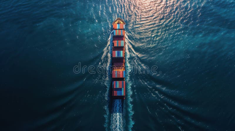 Aerial View of Container Ship. AI Generated Stock Image - Image of ...