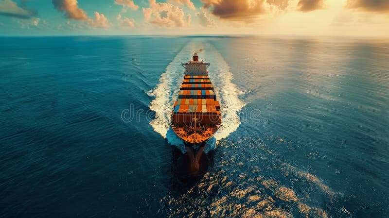 Aerial View of a Container Ship in the Ocean Stock Illustration ...