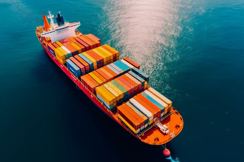 Aerial View of Container Ship Transporting Cargo in the Sea Stock ...