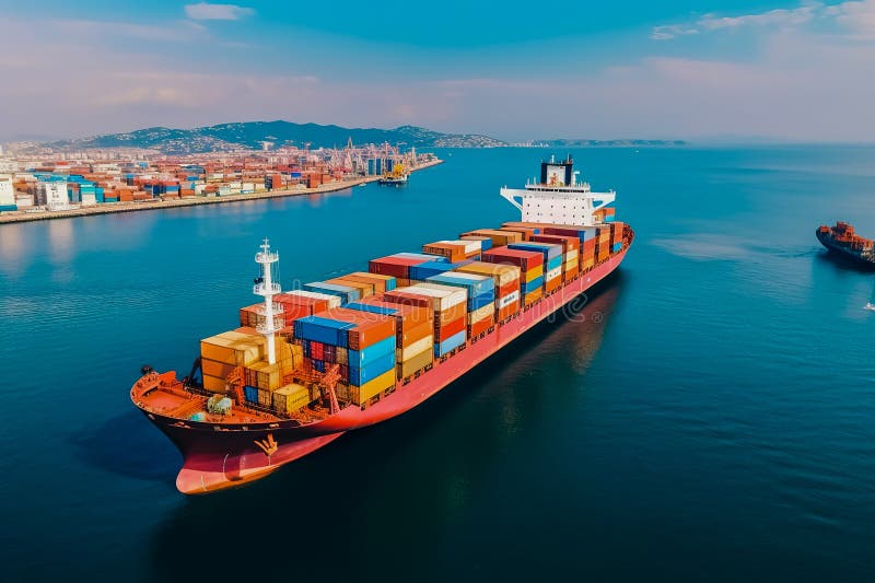 Aerial View of Container Ship Transporting Cargo in the Sea Stock ...