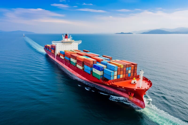 Aerial View of Container Ship Transporting Cargo in the Sea Stock ...