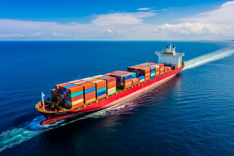Aerial View of Container Ship Transporting Cargo in the Sea Stock ...