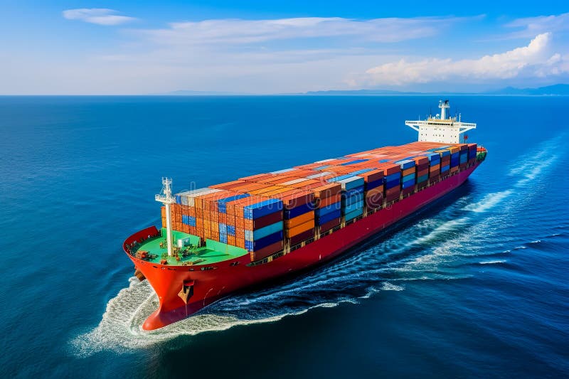 Aerial View of Container Ship Transporting Cargo in the Sea Stock ...