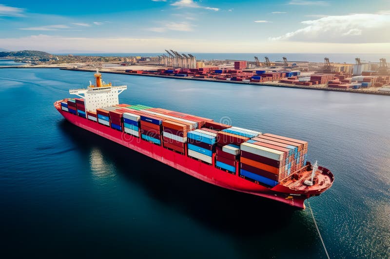 Aerial View of Container Ship Transporting Cargo in the Sea Stock ...