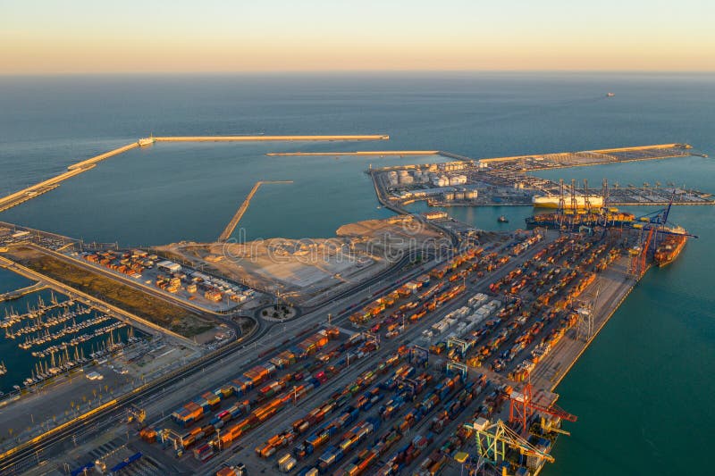 Aerial View of the Container Terminal of the Seaport of the City of ...
