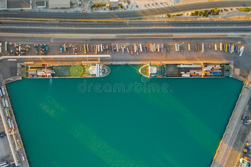 Aerial View of the Container Terminal of the Seaport of the City of ...