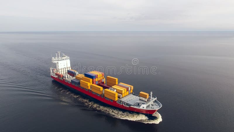 Aerial View of Container Vessel Sailing in the Sea Stock Photo - Image ...