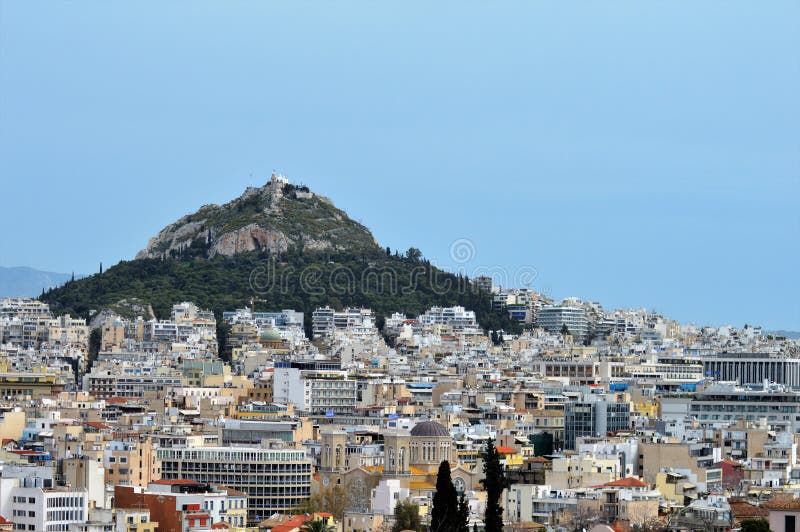 Hillside in Athens, Greece stock image. Image of european - 120295609