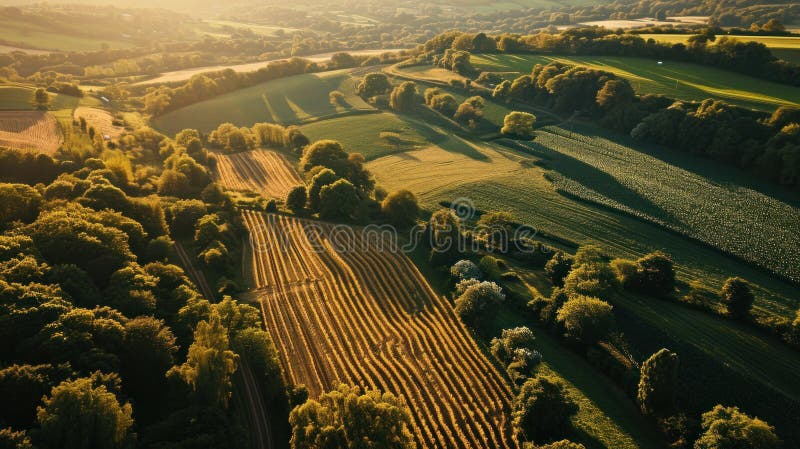 Aerial View of Corn Crops in the UK - AI Generated Stock Illustration ...