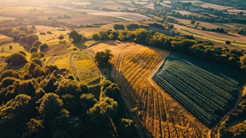 Aerial View of Corn Crops UK - AI Generated Stock Illustration ...