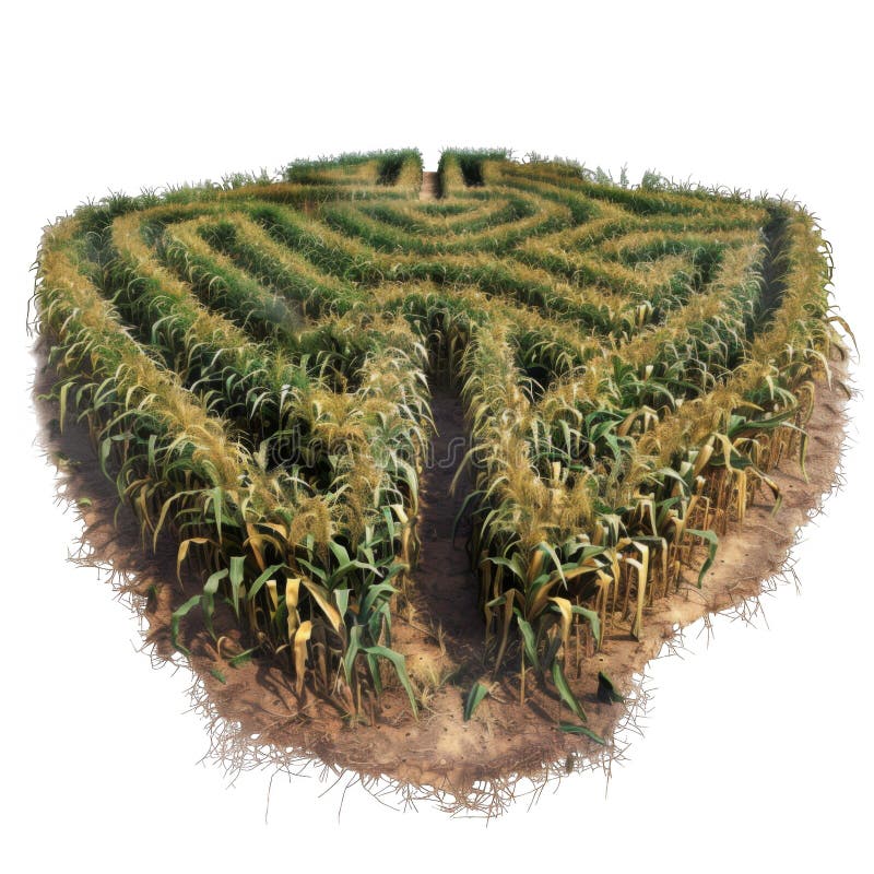 Aerial View of a Cornfield Maze with a Path through the Center Stock ...