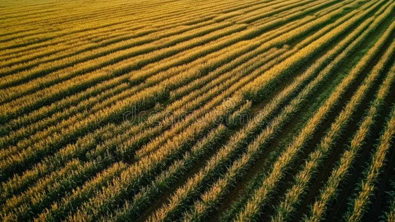 Aerial View of a Cornfield with Rows of Ripe Corn Stock Illustration ...