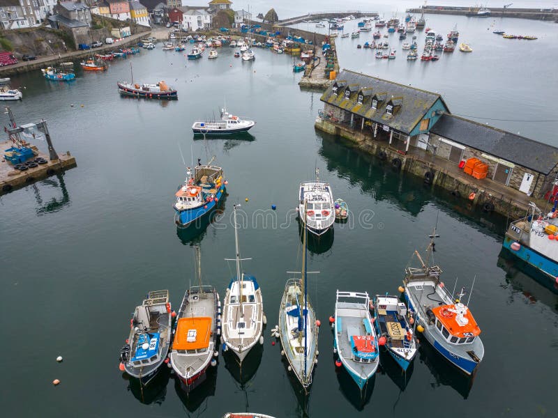 Aerial View of the Cornish Harbor Editorial Stock Photo - Image of blue ...