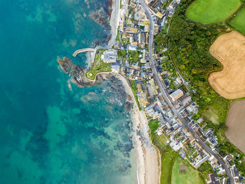 Aerial View of Cornwall Seaside Stock Image - Image of outdoor, marine ...