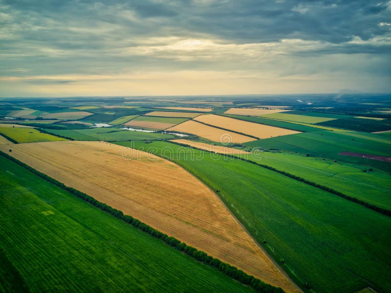 Aerial View of the Countryside with Village and Fields Stock Photo ...