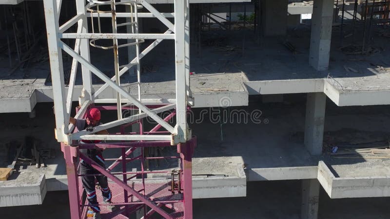 Aerial View: a Crane is Assembled on-site with Precision As Engineers ...