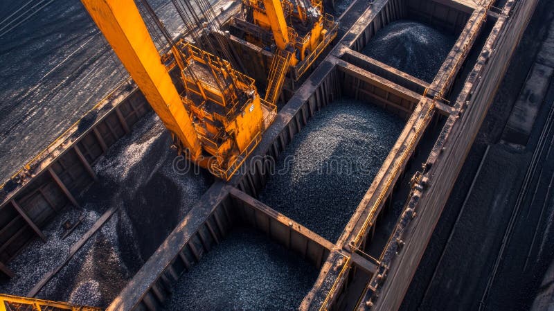 Unloading Coal from the Dry Cargo Ship Stock Vector - Illustration of ...