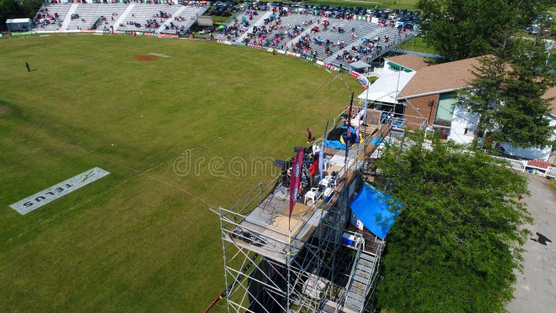 Aerial View of a Cricket Match during a Game in Progress Stock Image ...