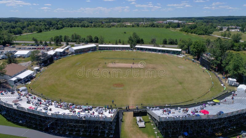 Aerial View of a Cricket Match during a Game in Progress Stock Photo ...