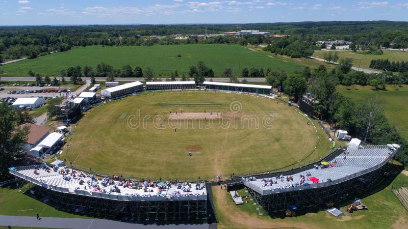 Aerial View of a Cricket Match during a Game in Progress Stock Image ...