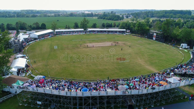 Aerial View of a Cricket Match during a Game in Progress Stock Image ...