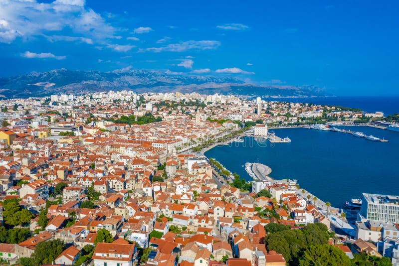 Aerial View of Croatian City Split Stock Image - Image of outdoors ...